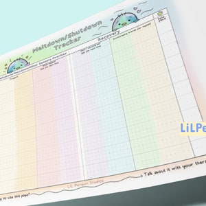 Meltdown Tracker, Printable Planner Insert, Adult Autistic Planner ...