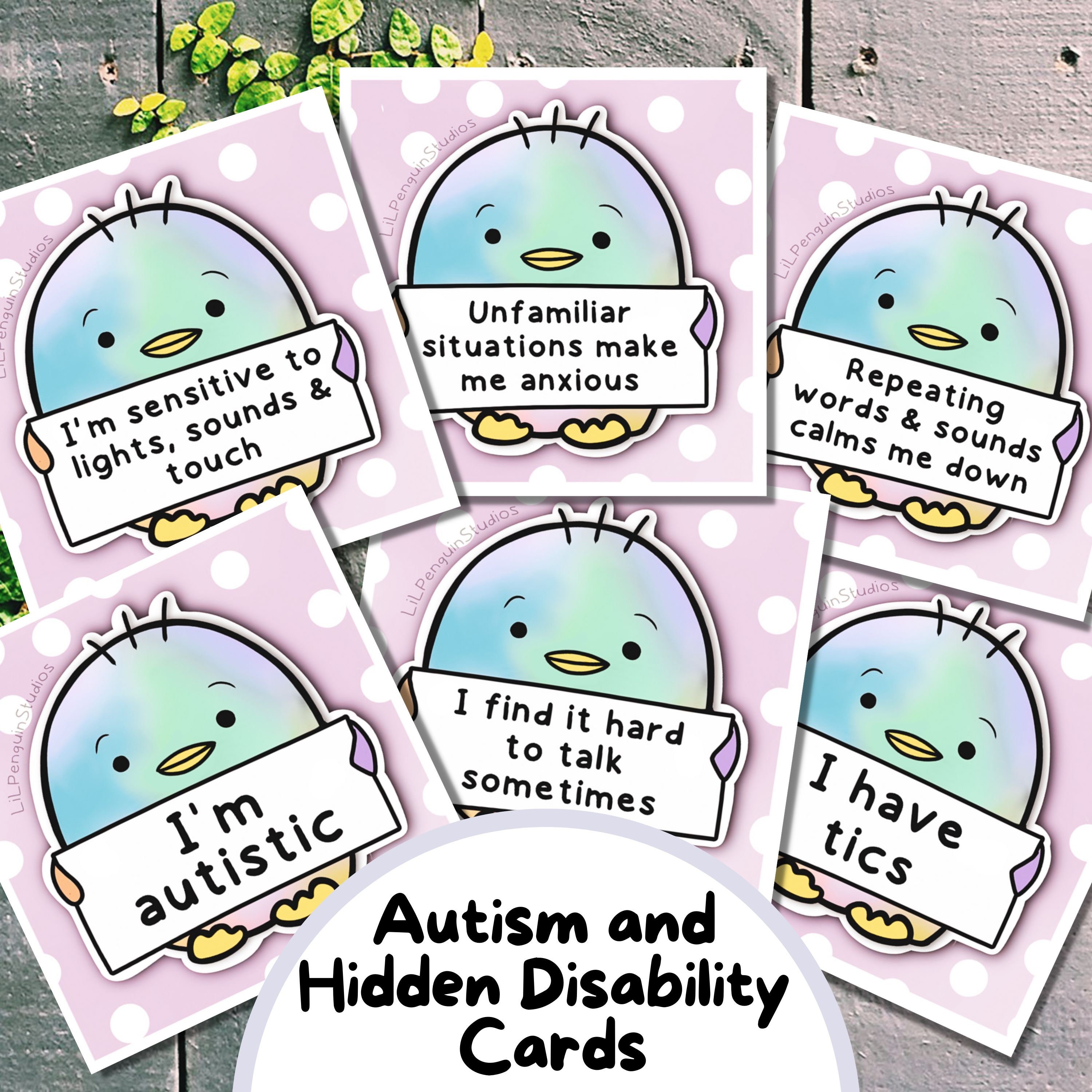 18-pc Hidden Disability Cards DIGITAL Nonverbal Kid/ Adult - Etsy