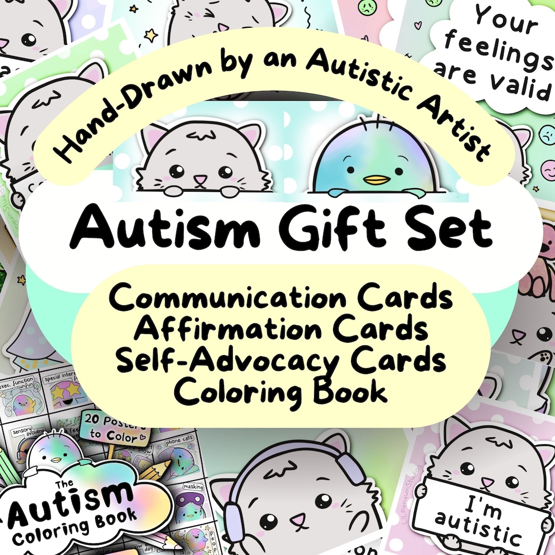 Autism Gift Set, Cat Communication Cards, Kitty Autistic Affirmations ...