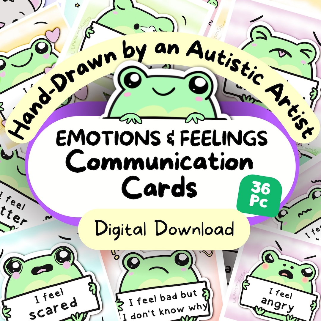 Emotions Communication Cards, Cute Frog Autism Nonverbal Tool, Autistic ...