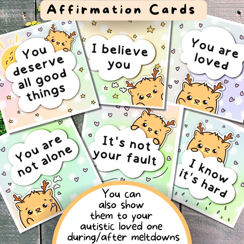 Reindeer Autism Affirmation Communication Cards, Lanyard Kit (printable ...