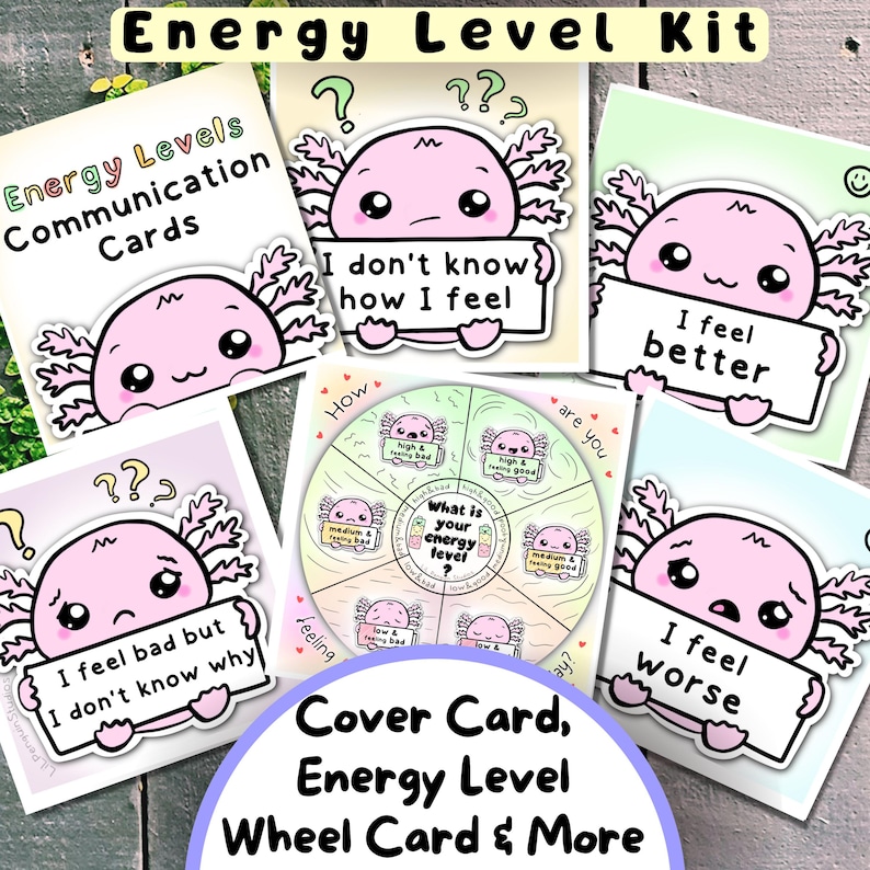 Axolotl Printable Autism Energy Level Kit: Customizable Communication ...
