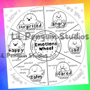 Emotions Wheel Coloring Poster, Feelings Wheel Kids Colouring Page ...