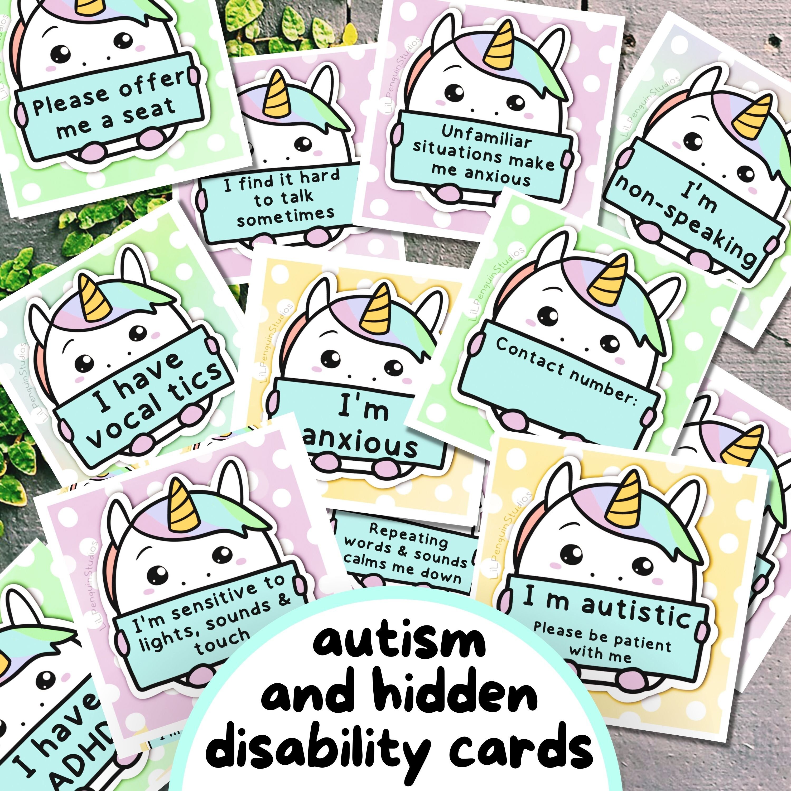 Unicorn Lanyard Visual Cue Cards for Autism, Self-advocacy Kit, Anxiety ...