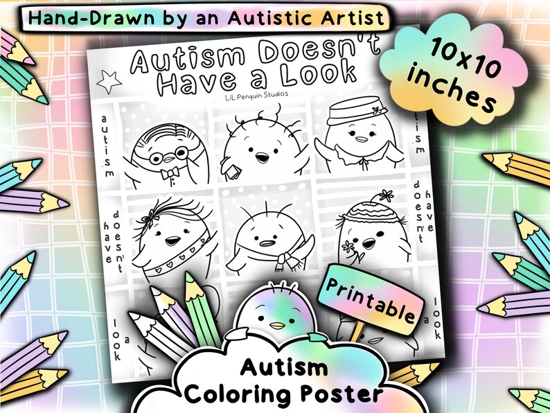 3-pc Autism Activity Sheets, Printable Coloring Pages, Autism Art ...