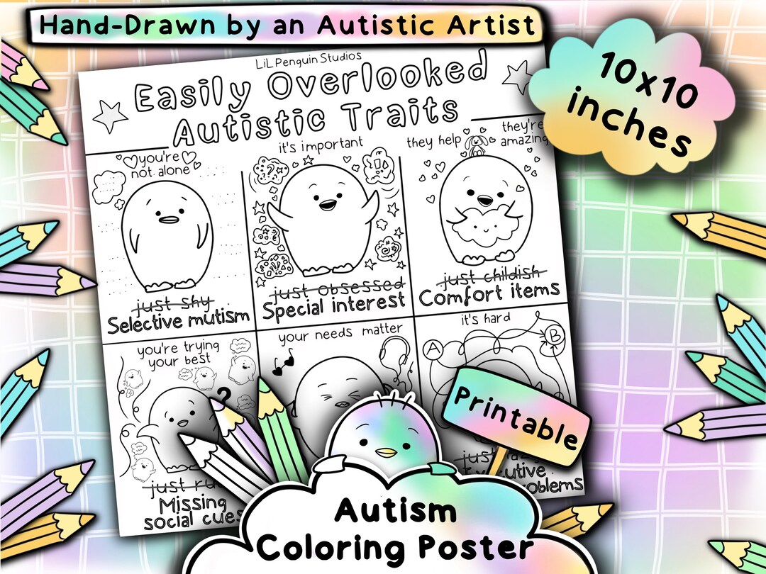Autism Coloring Poster, Special Ed Teen Classroom Activity, Autistis ...