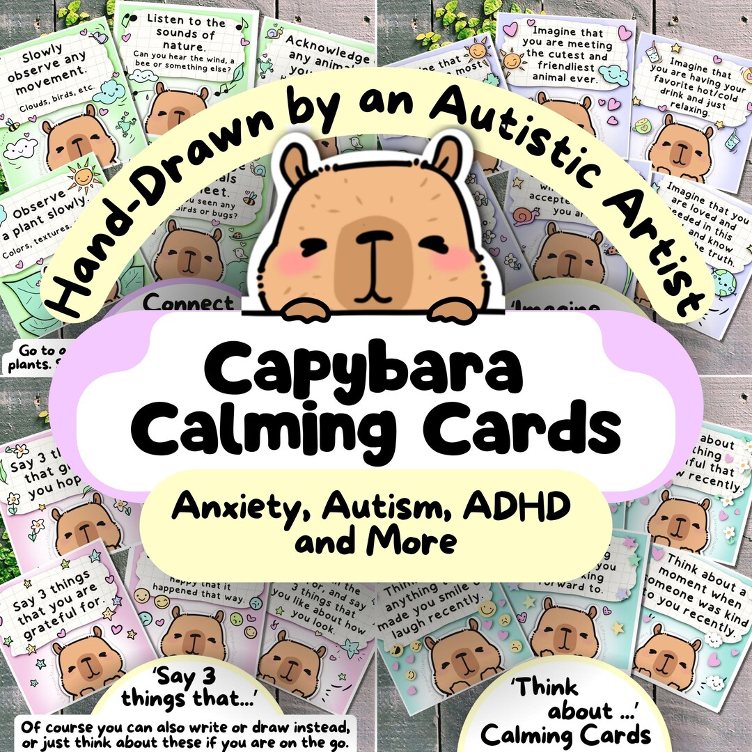 Capybara Autism Positive Self-talk Cards, Neurodivergent Self-esteem ...