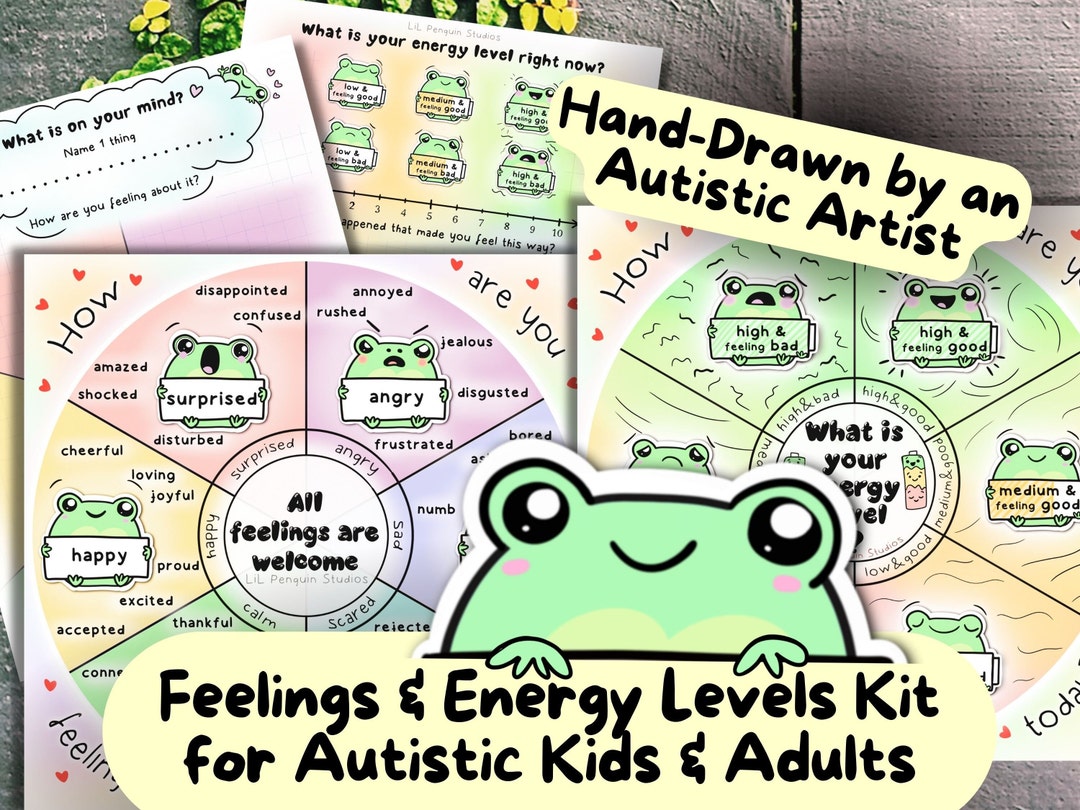 Frog Emotions Wheel and Energy Levels Kit, Therapy Worksheet ...