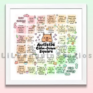 Capybara Autistic Self-care Poster, Autism Print, Calming Activity ...