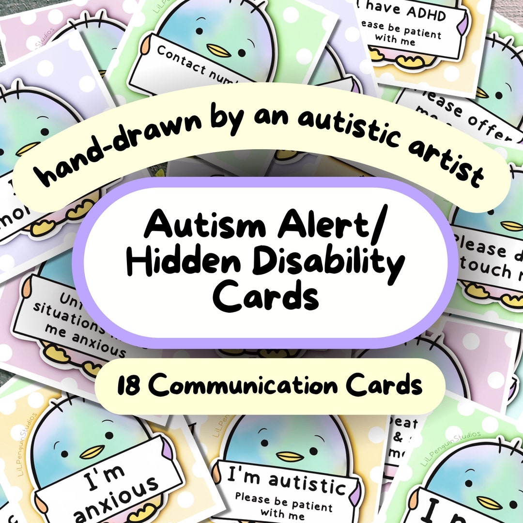 18-pc Hidden Disability Cards, DIGITAL Nonverbal Kid/ Adult ...