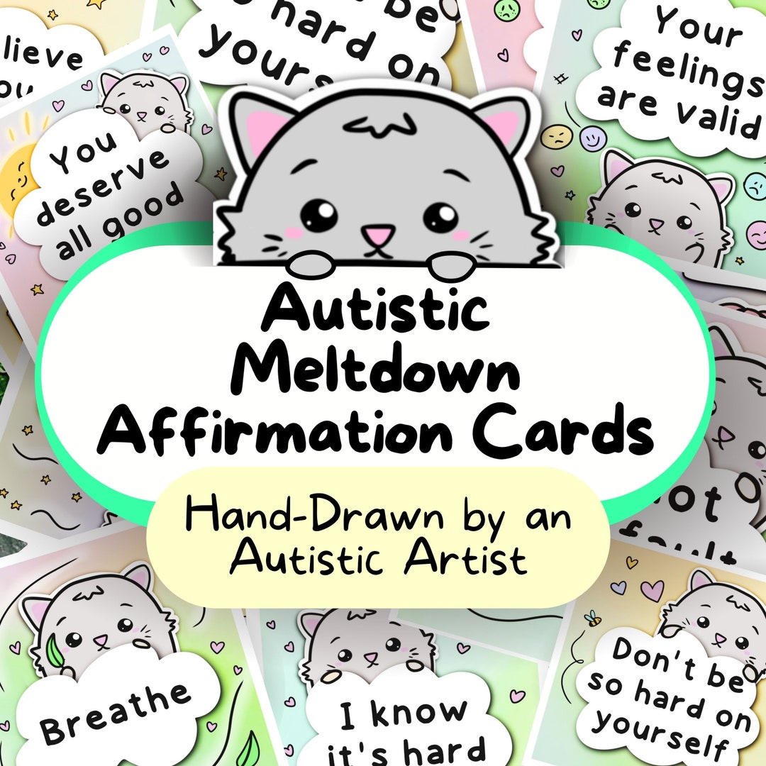 Cat-themed Autism Affirmation Cards for Meltdowns, Shutdowns & Anxiety ...