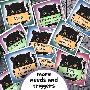 Black Cat Communication Cards & Affirmations, Non Verbal Autism Kit ...