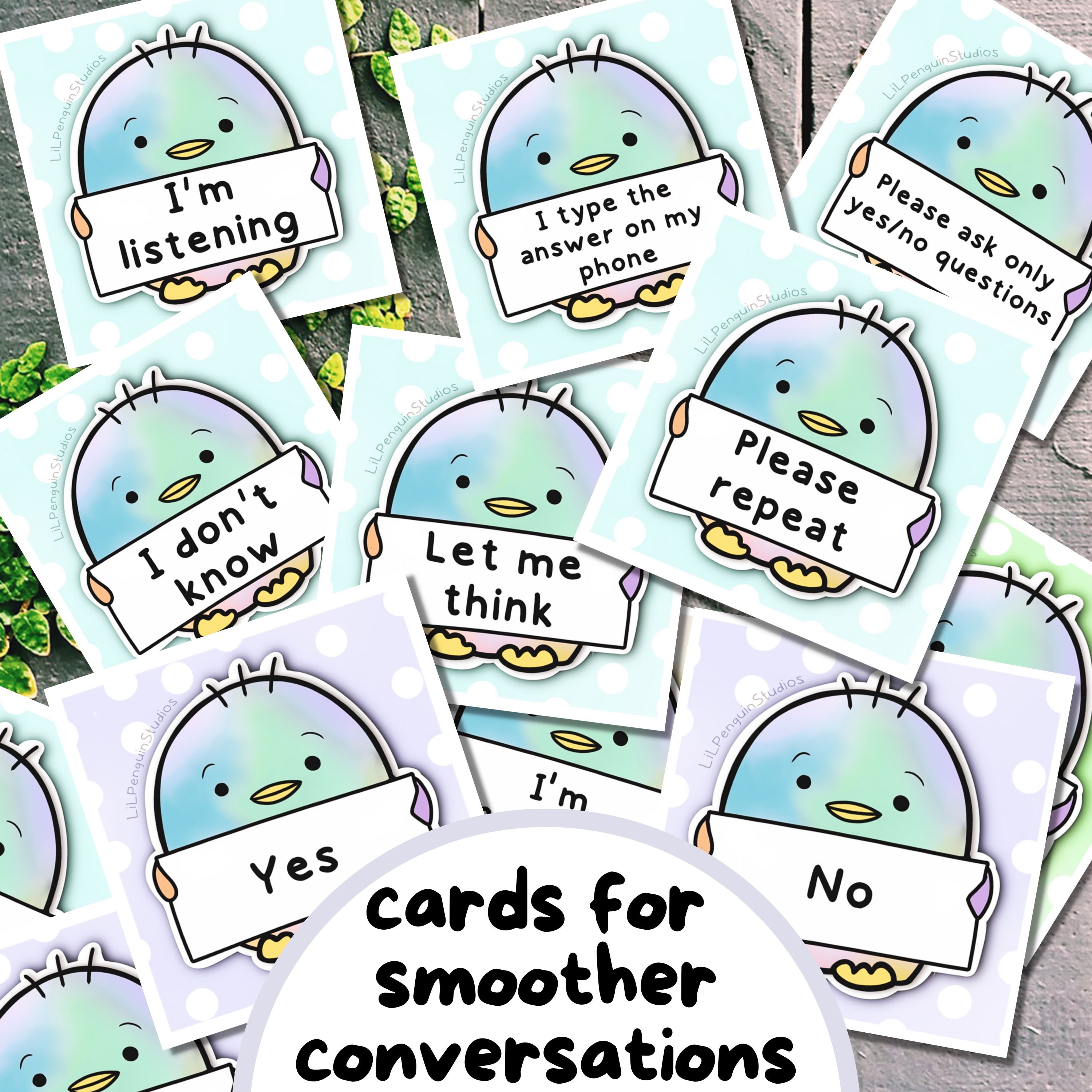 24 Communication Cards for Meltdowns, Selective Mutism Cards, Cute ...