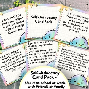Self-advocacy Communication Cards, Printable Autism Zine, Teen/ Adult ...