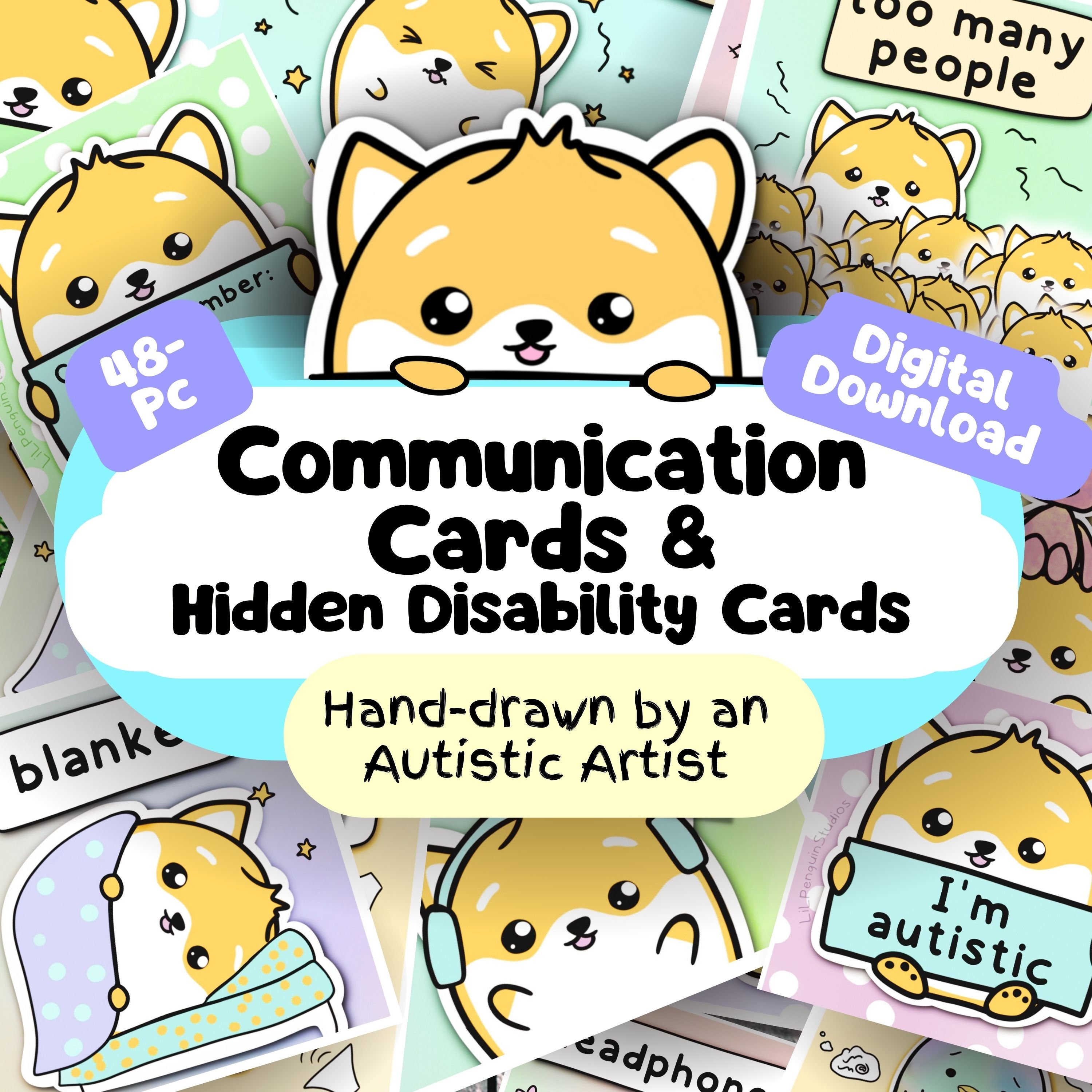 Autism Communication Cards for Sunflower Lanyard, Nonverbal Autistic ...