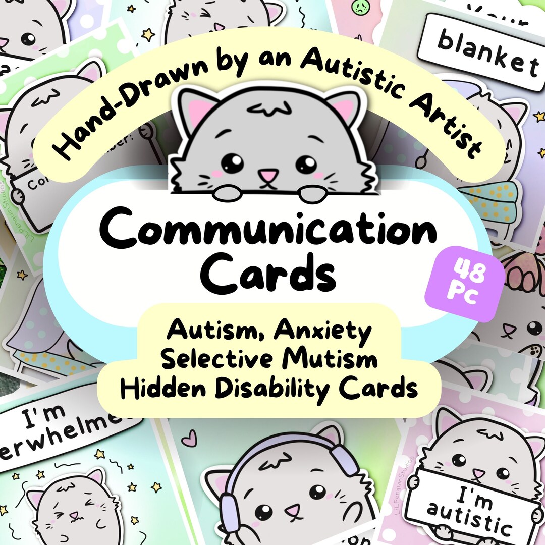 Cat-design Communication Cards, Autism Resources, ADHD Printable ...