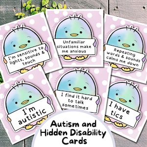Autism & Hidden Disability Cards, PRINTABLE Medical Alert Tag/ Sign ...