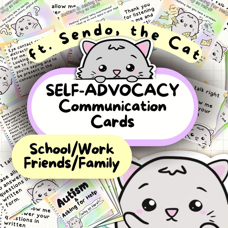 Autism Gift Set, Cat Communication Cards, Kitty Autistic Affirmations ...