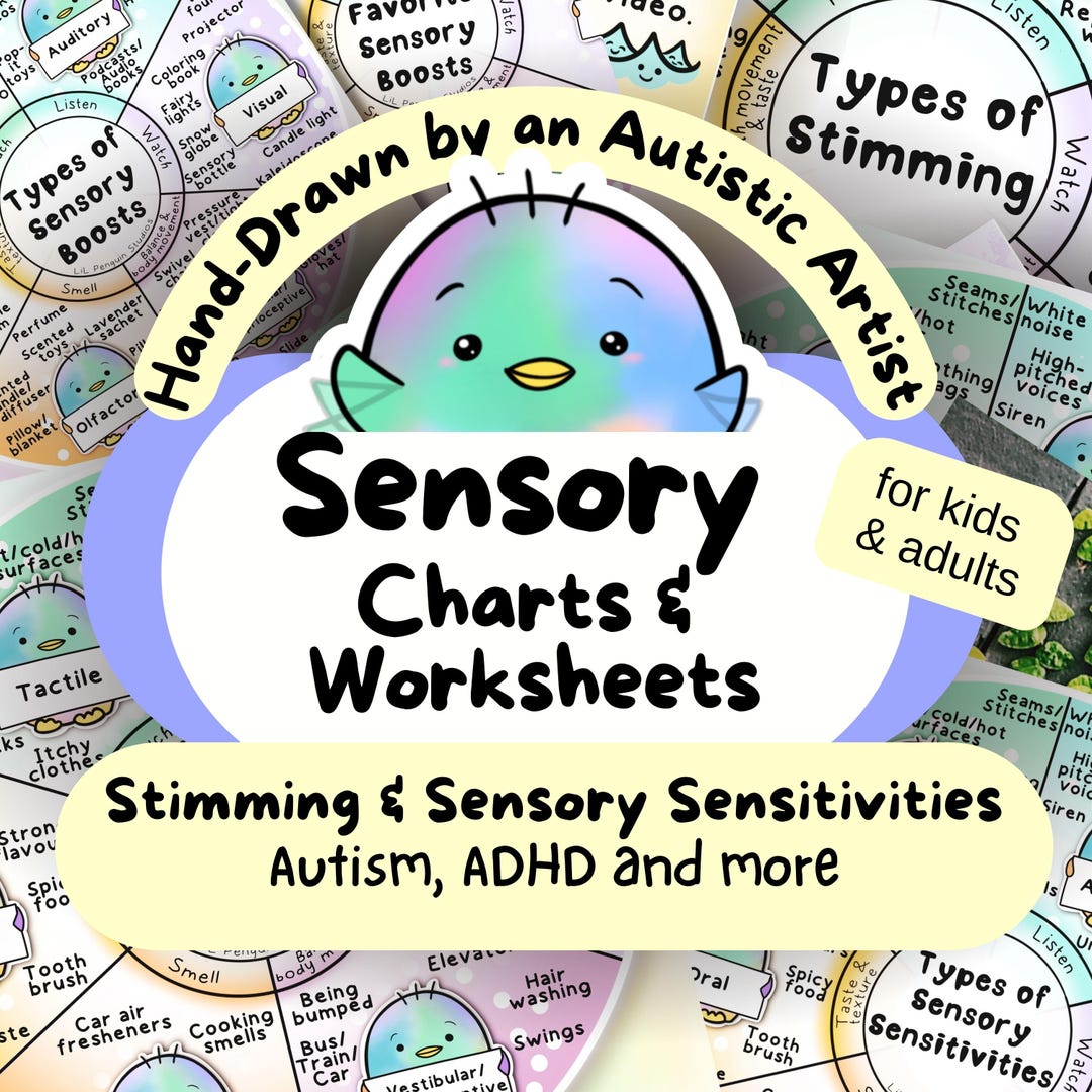 Sensory Charts and Worksheets, Autism and ADHD Support Kit, SPD Aid ...
