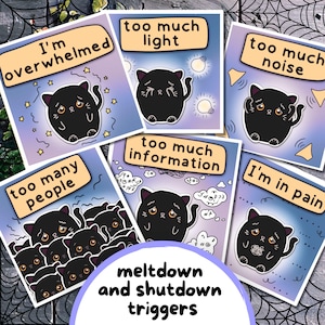 Black Cat Communication Cards & Affirmations, Non Verbal Autism Kit ...