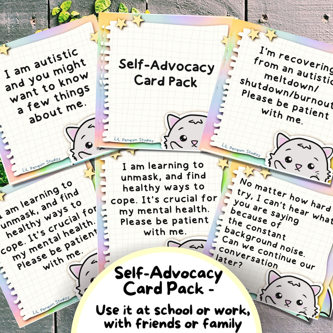 Autistic Adult Self-advocacy Communication Card, Cat Autism Printable ...
