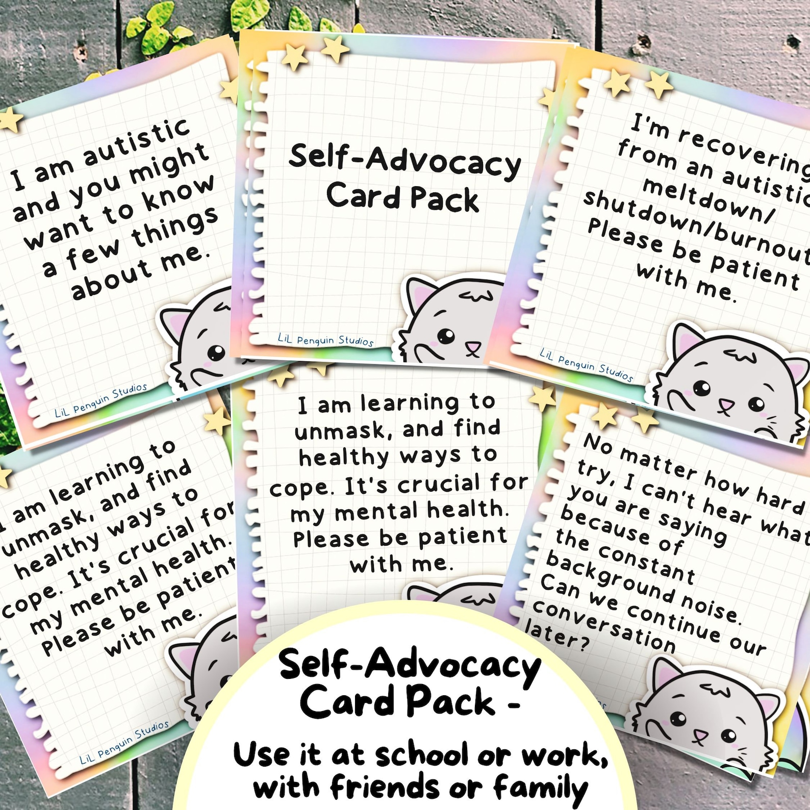 Autistic Adult Self-advocacy Communication Card, Cat Autism Printable ...