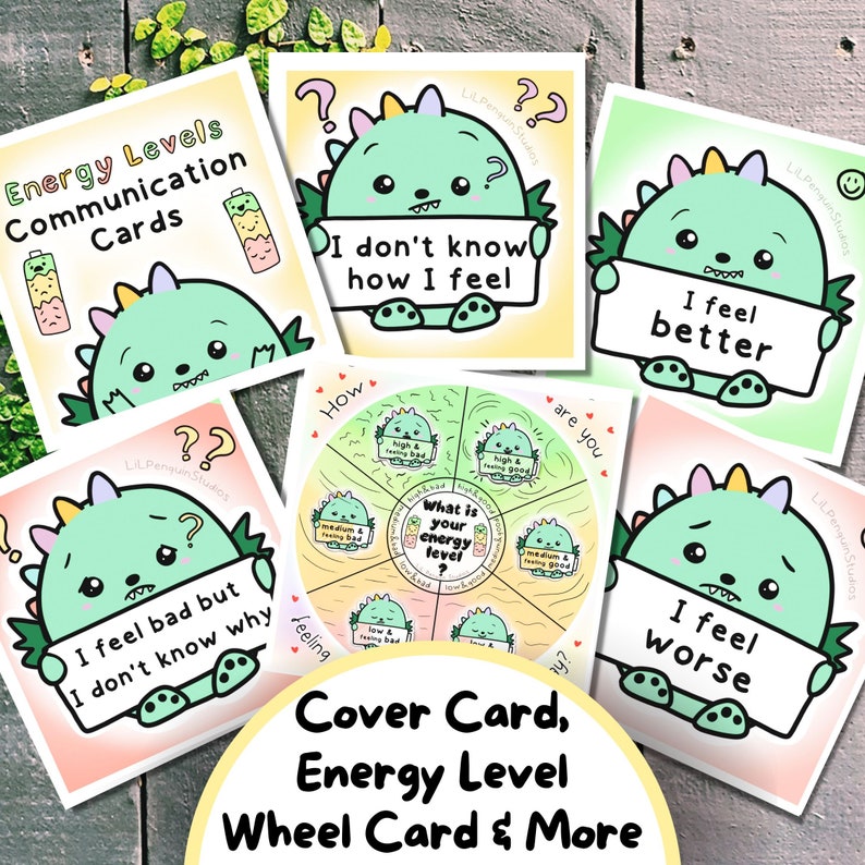 Dino Autism ENERGY LEVELS Communication Cards, Alexithymia Aid ...