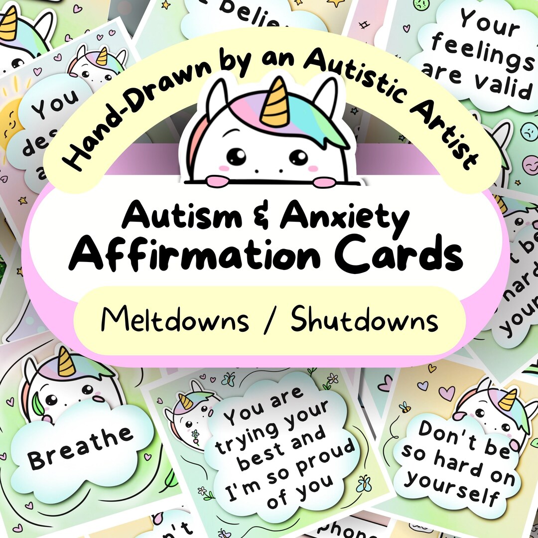 Unicorn-themed Autism Affirmation Cards for Meltdowns, Shutdown Aid ...