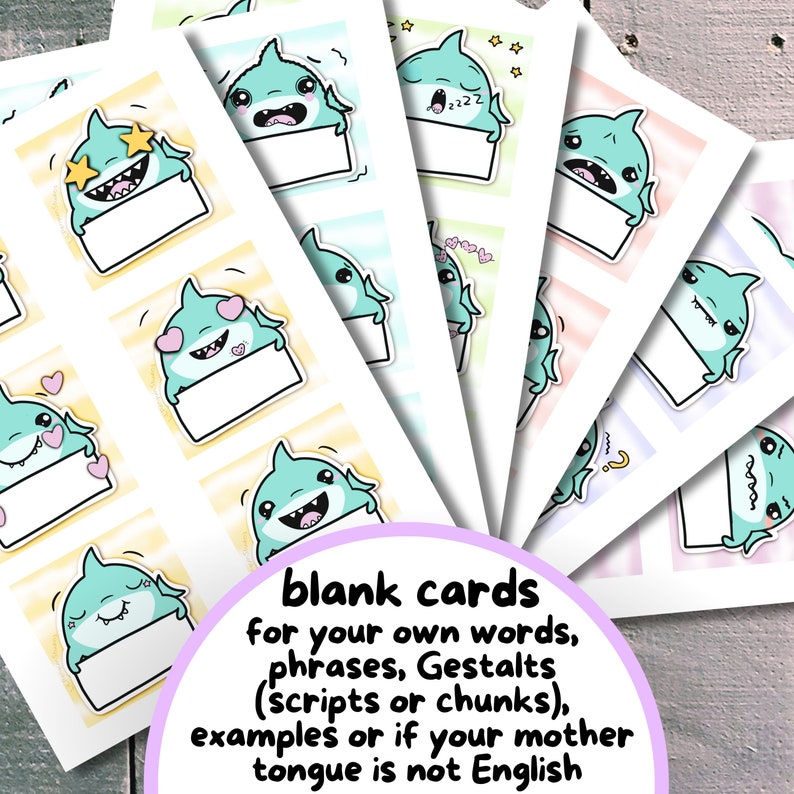 Shark Autism Mood Cards, Printable Communication Cards, Autism Lanyard ...