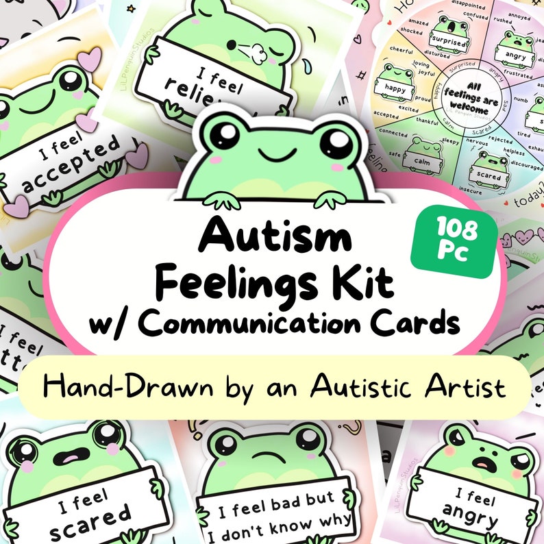 Frog Feelings Flashcards, Autism Communication Cards, Emotions Wheel ...