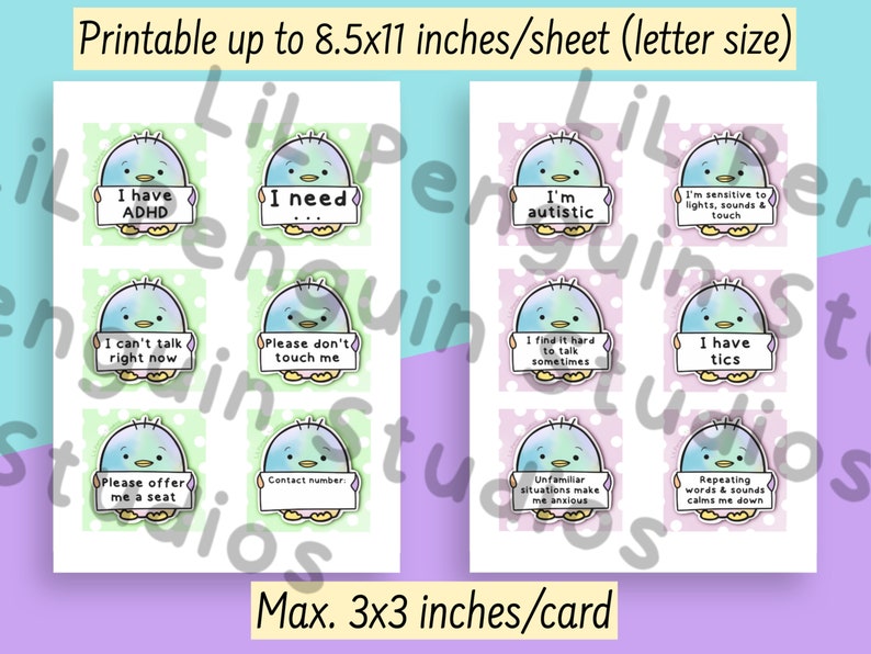 18-pc Hidden Disability Cards DIGITAL Autism Alert ID for - Etsy