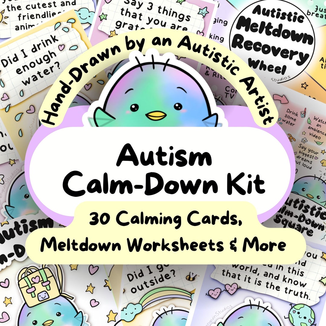 Autism Anxiety Relief Kit, Calming Cards, Meltdown Worksheet, Burnout ...