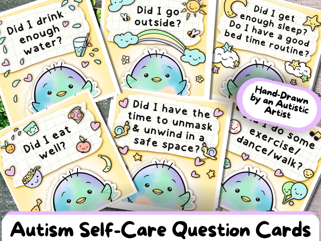 Autistic Self-care Question Cards, Penguin-design ADHD Printable ...