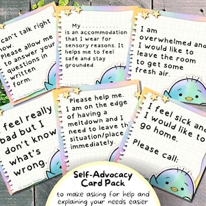 Self-advocacy Communication Cards, Printable Autism Zine, Teen/ Adult ...