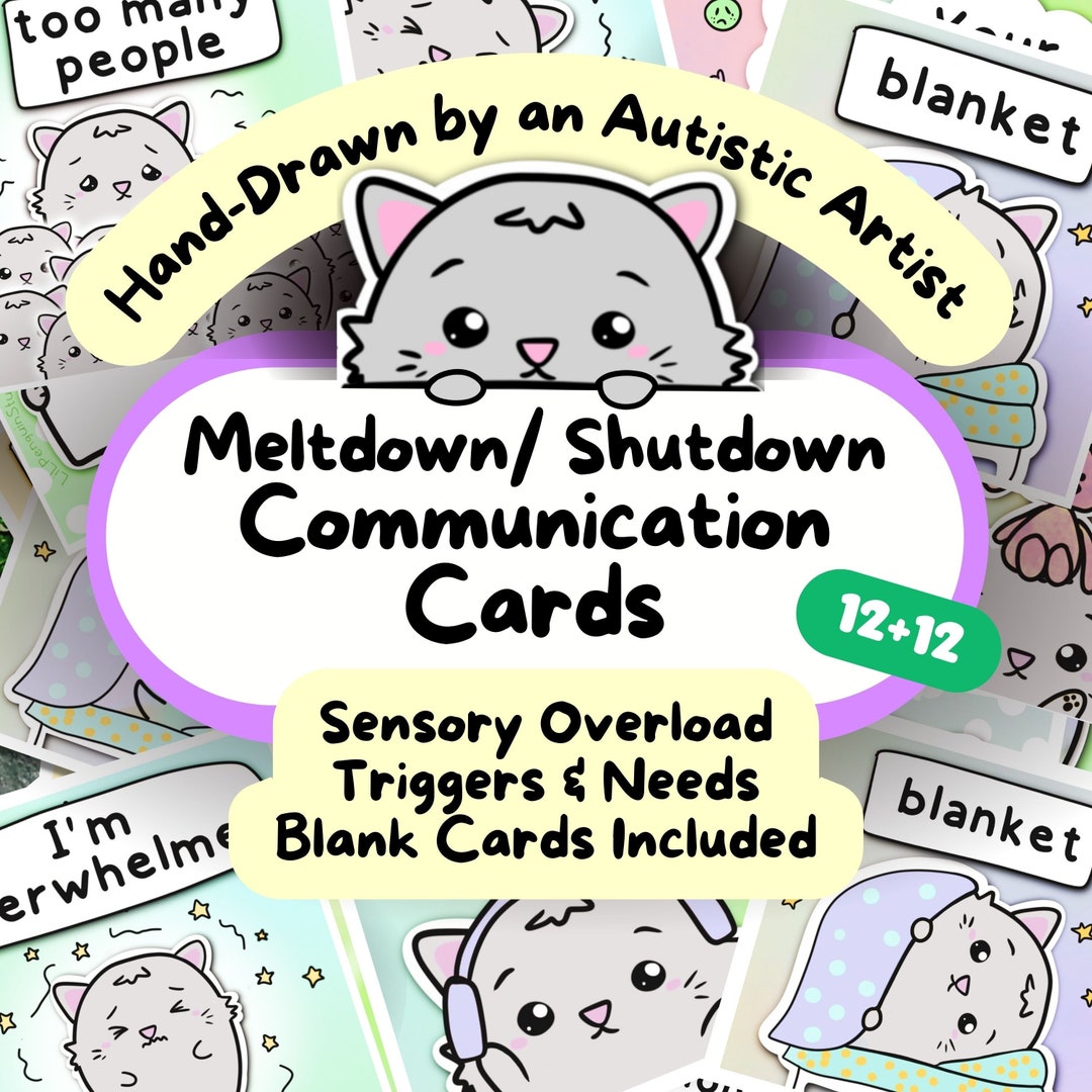 Sensory Overload Communication Cards, Meltdown/ Shutdown Aid, Cat ...