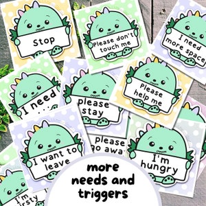 Dinosaur Affirmation and Communication Cards, Meltdown Autism Aid, Non ...