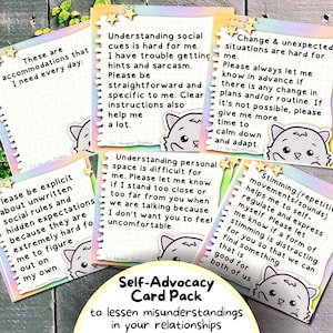 Autistic Adult Self-advocacy Communication Card, Cat Autism Printable ...
