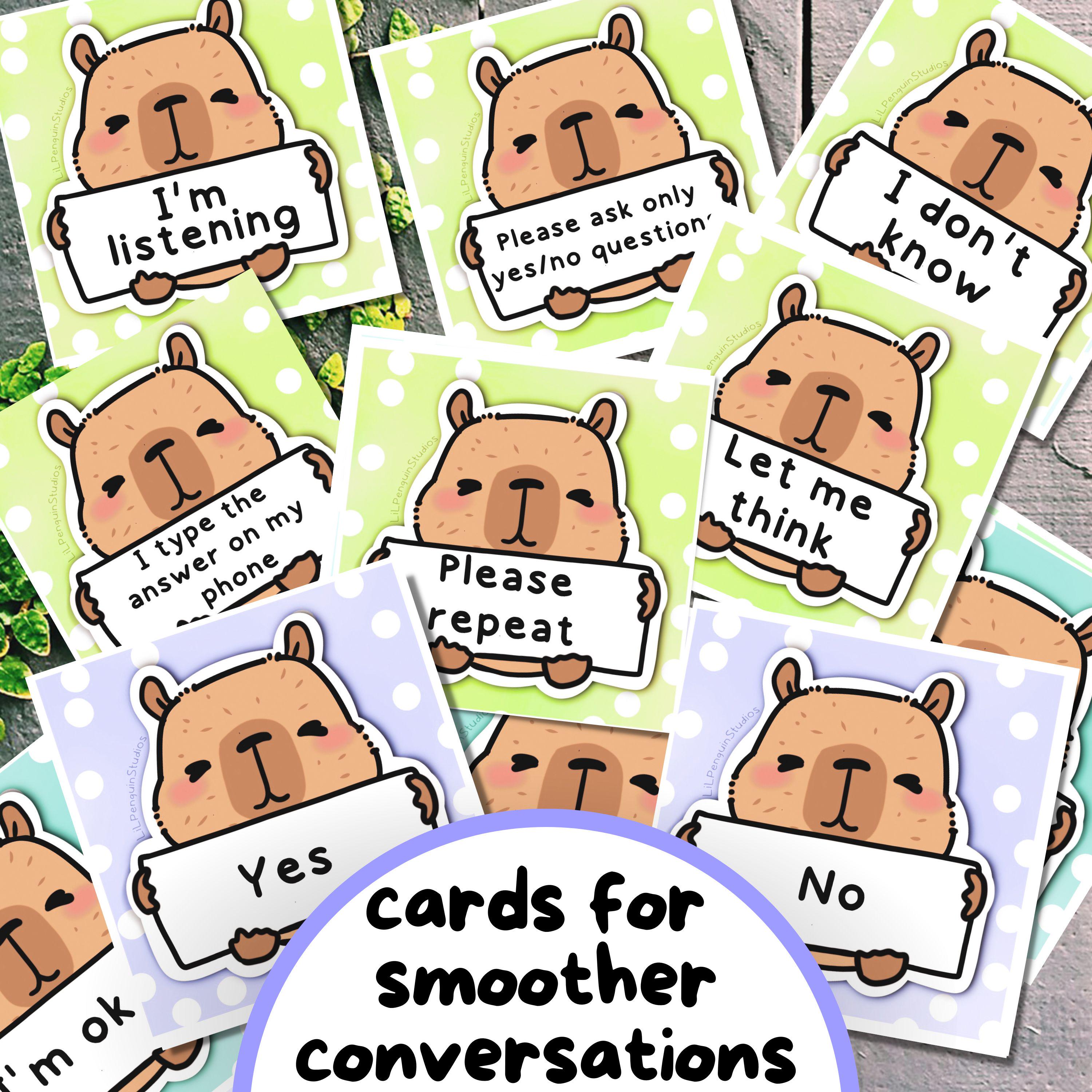 Capybara Hidden Disability Cards, Sunflower Lanyard Printable, Autism ...