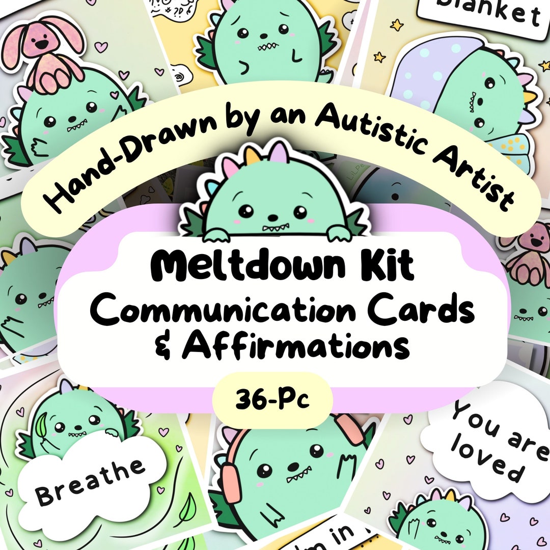 Dino Autistic Meltdown Kit, Communication Cards & Affirmations, Kids ...