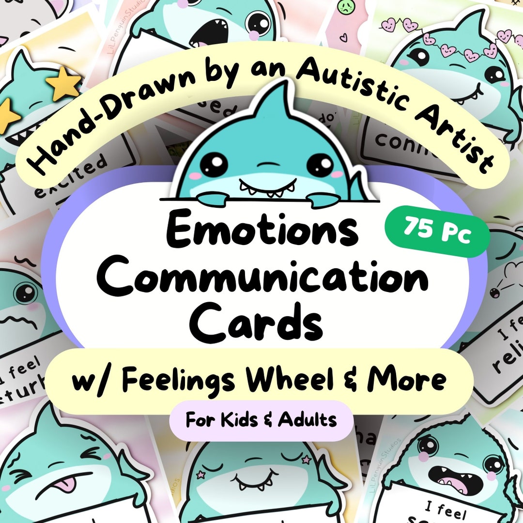 Shark Autism Mood Cards, Printable Communication Cards, Autism Lanyard ...