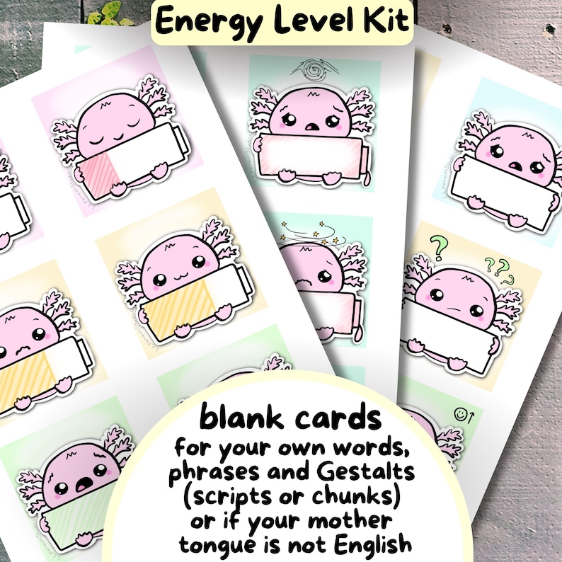 Axolotl Printable Autism Energy Level Kit: Customizable Communication ...