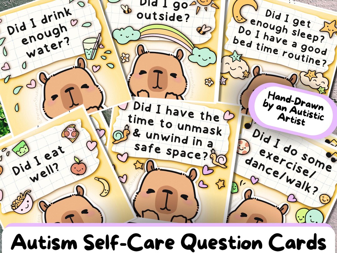Autism Self-care Question Cards, Capybara-themed ADHD Download ...
