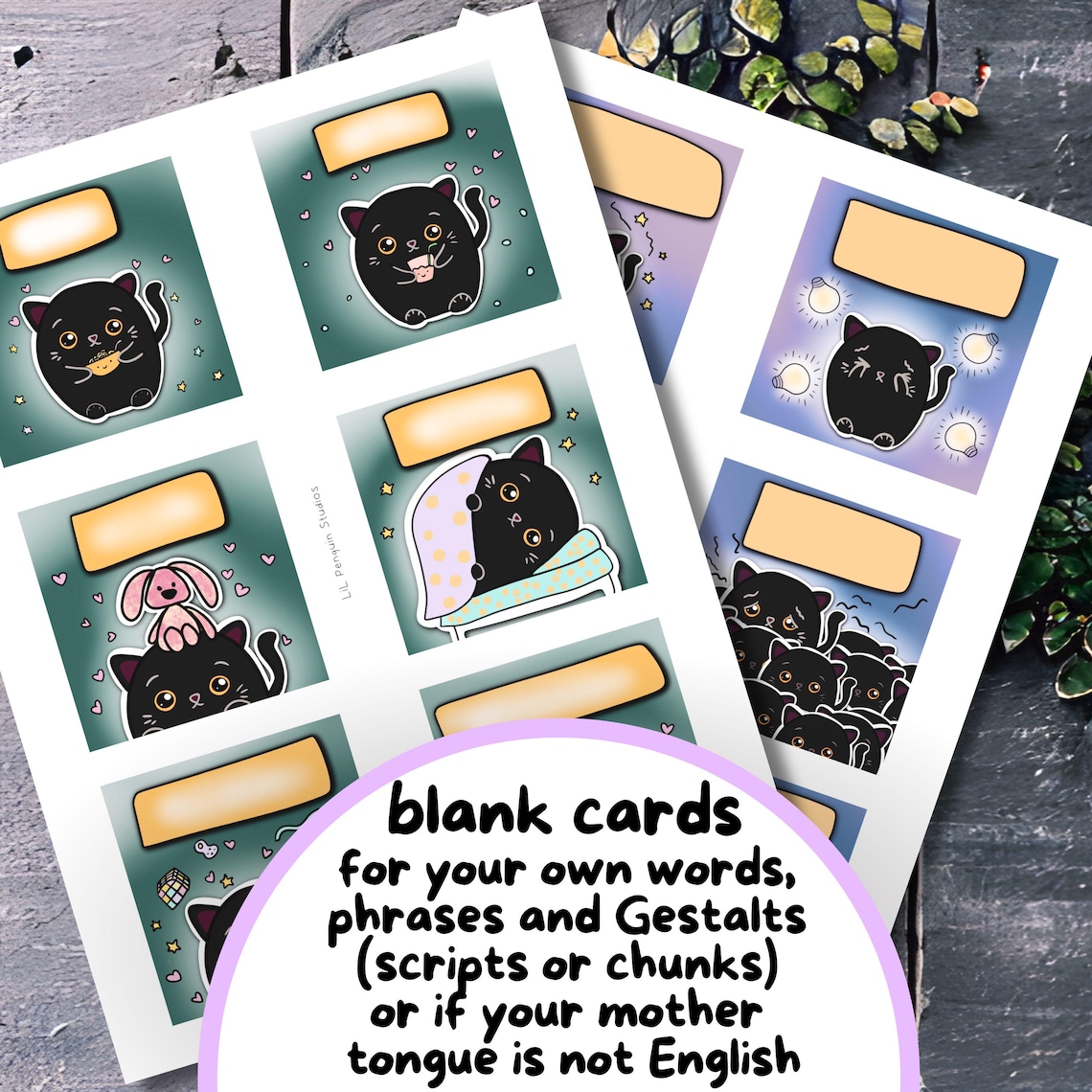 Black Cat Nonverbal Communication Cards, Halloween Autism Lanyard ...