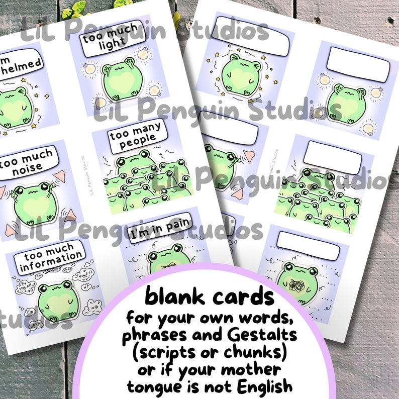 Frog Sensory Overload Communication Cards, ASD Meltdown Printable AAC ...