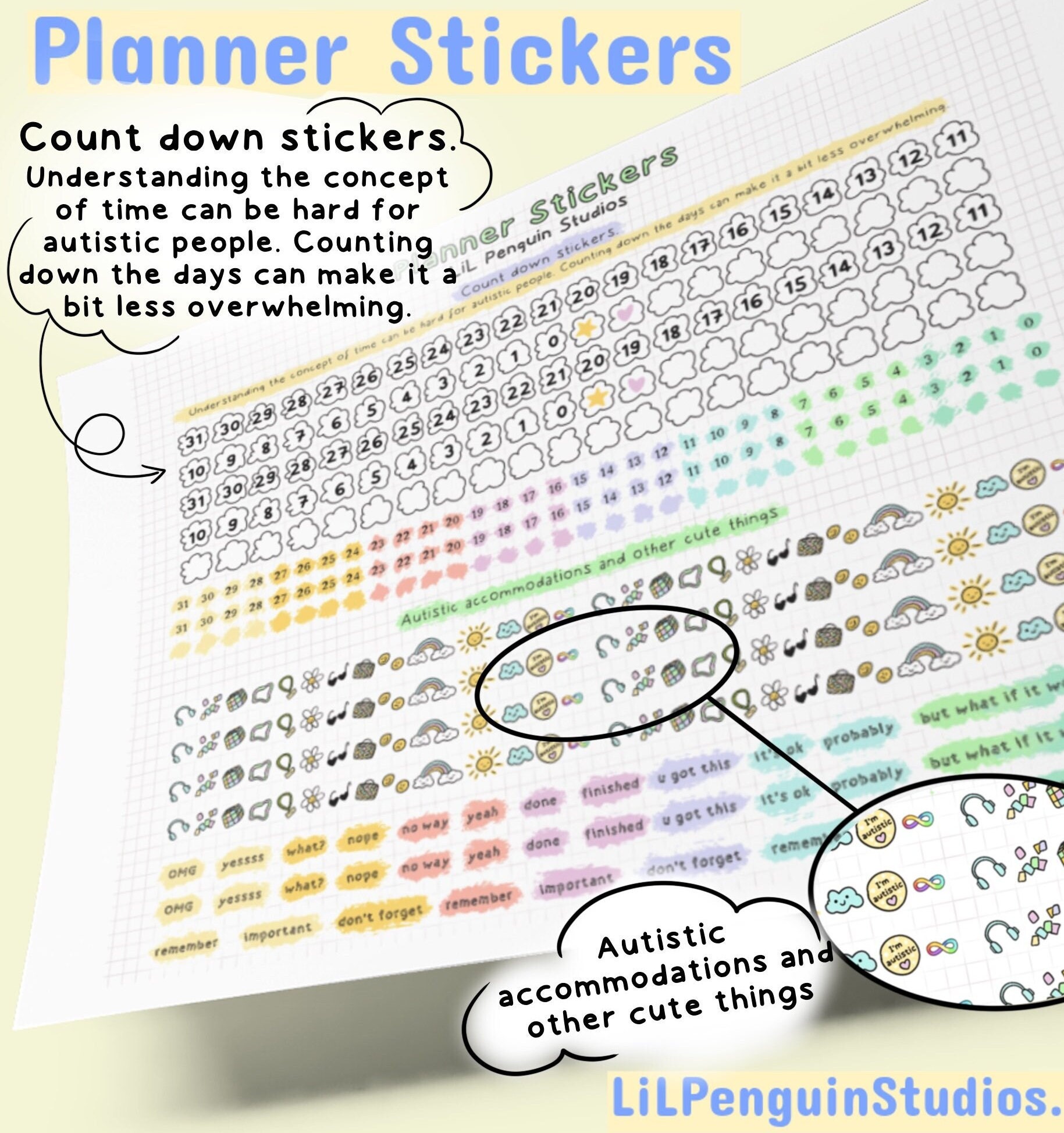 Autism Planner Sticker Bundle Printable Autism Sticker Set - Etsy