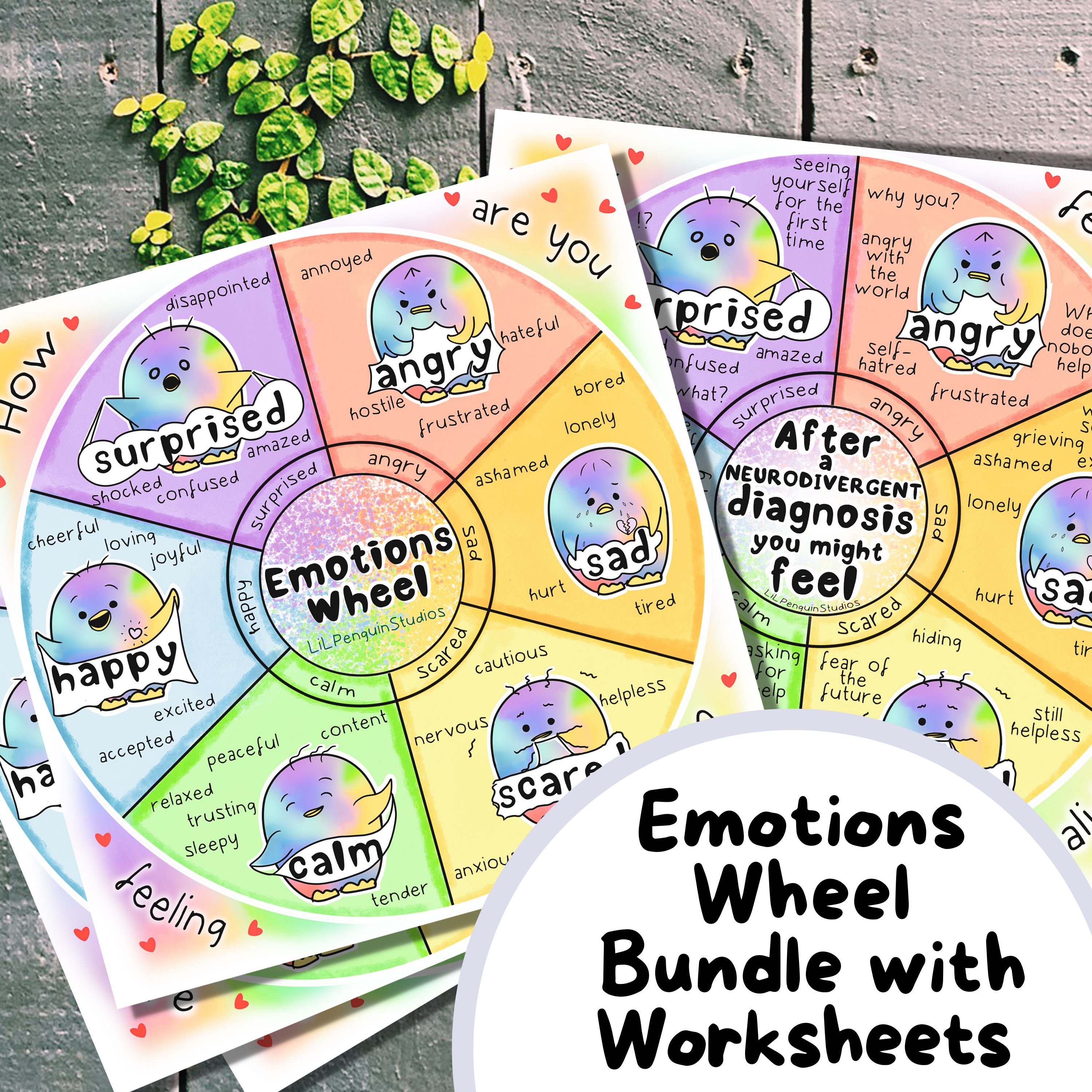 Emotions Wheel Posters and Worksheets, Feelings Wheel Printable ...