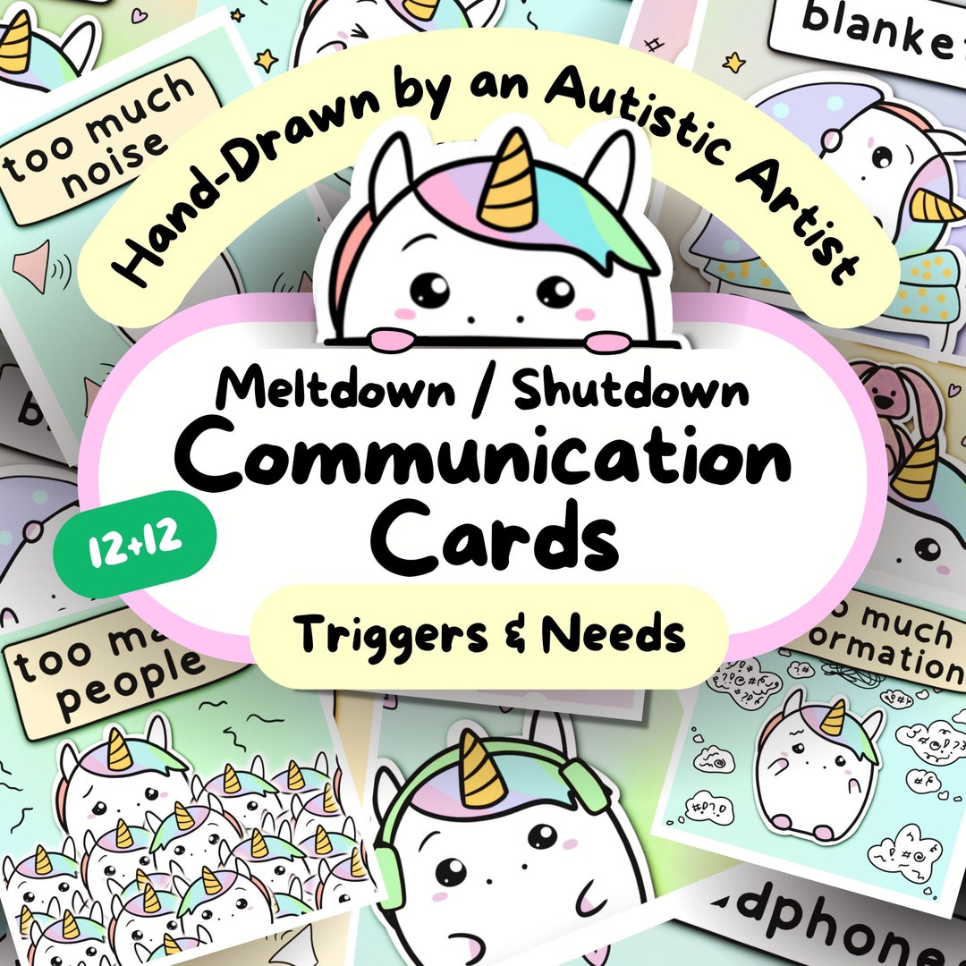Unicorn-design Communication Cards, Autism Kit, Meltdown/ Shutdown Help ...