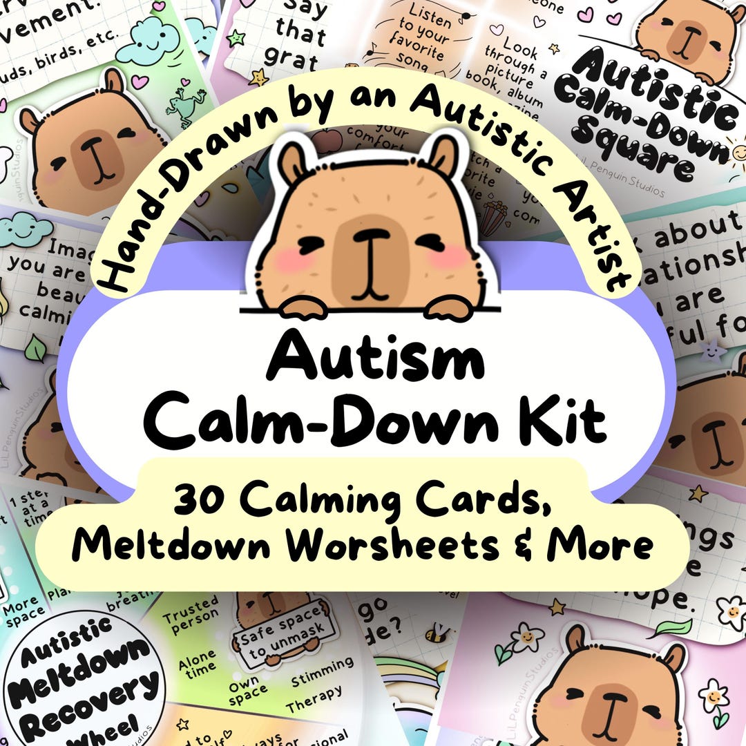 Capybara Autism Calm Down Kit, Self Care PDF, Autistic Meltdown Aid ...