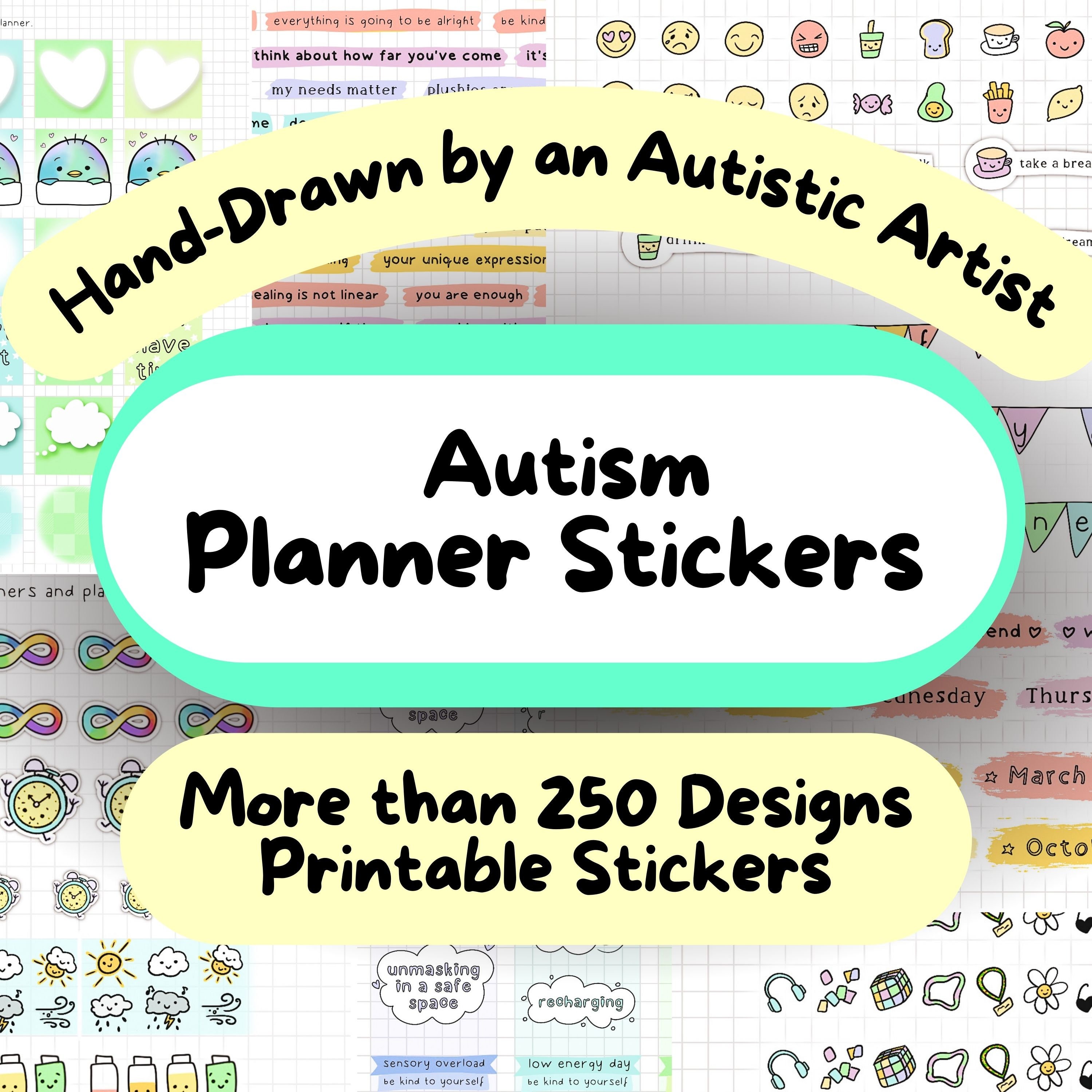 Autism Planner Sticker Bundle Printable Autism Sticker Set - Etsy