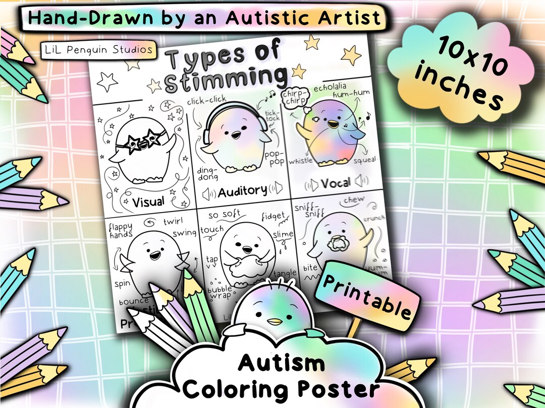 Neurodiversity Coloring Page, Types of Stimming Print, Autism Poster ...